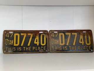 1947- Front and Back Old Utah License Plates – D7740 – Eborn Books