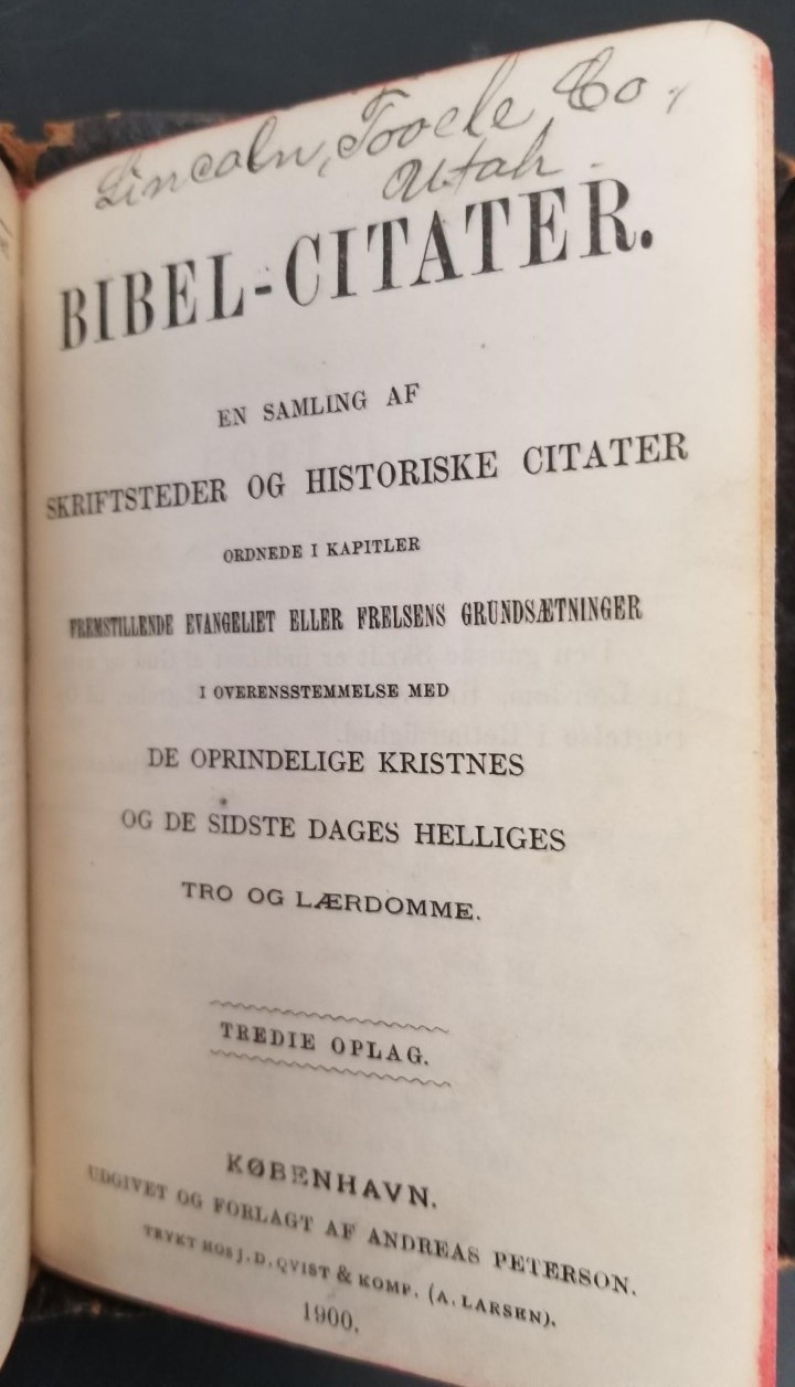 1900 — LDS Danish Booklet — Bound in the Back of a Danish New Testament ...
