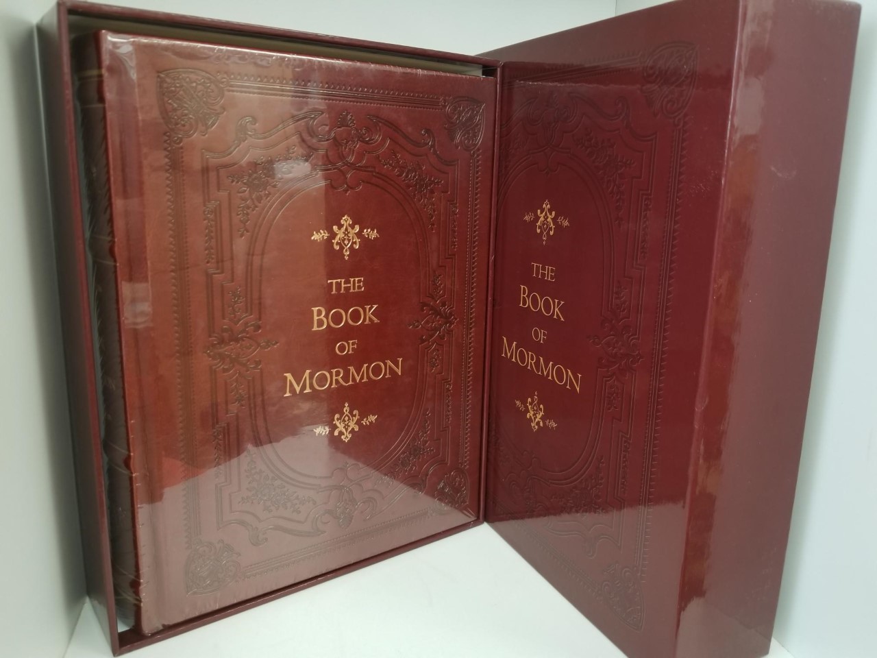 Beautifully Decorated Large Size Burgundy Leather Book of Mormon — In ...