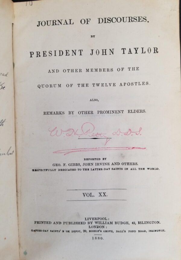 1880 — Journal of Discourses — Volume 20 — 3/4 Leather Binding – Eborn ...