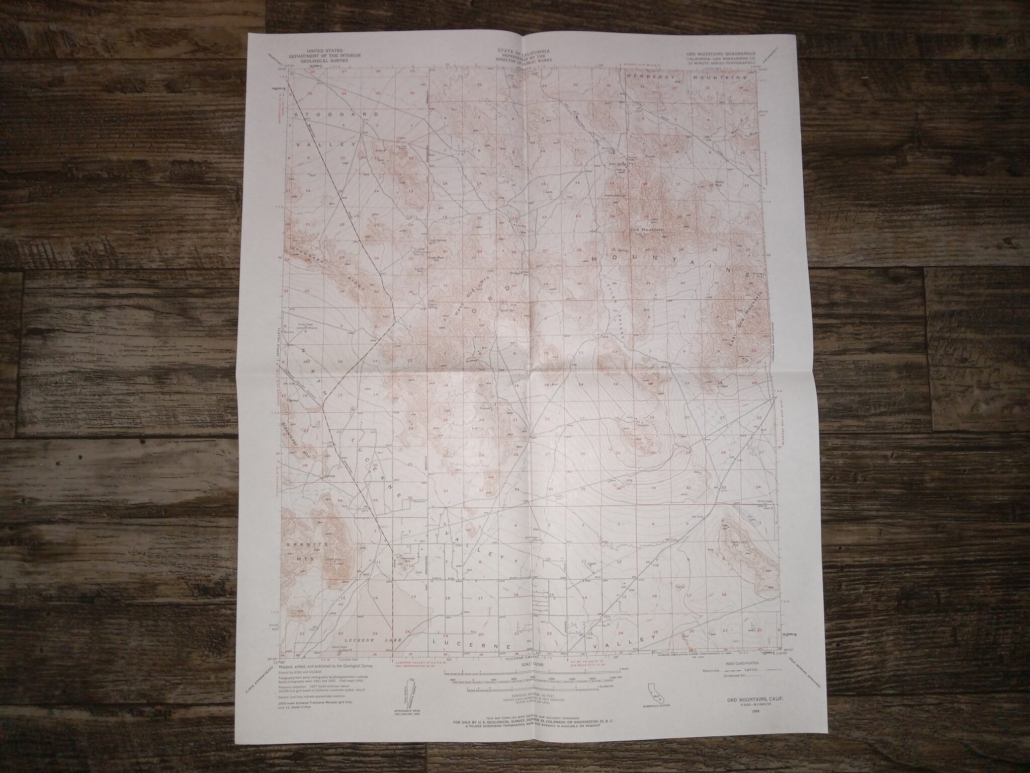 Map of the Ord Mountains, California (21″x17″ Map) (1955) ~ Unknown ...
