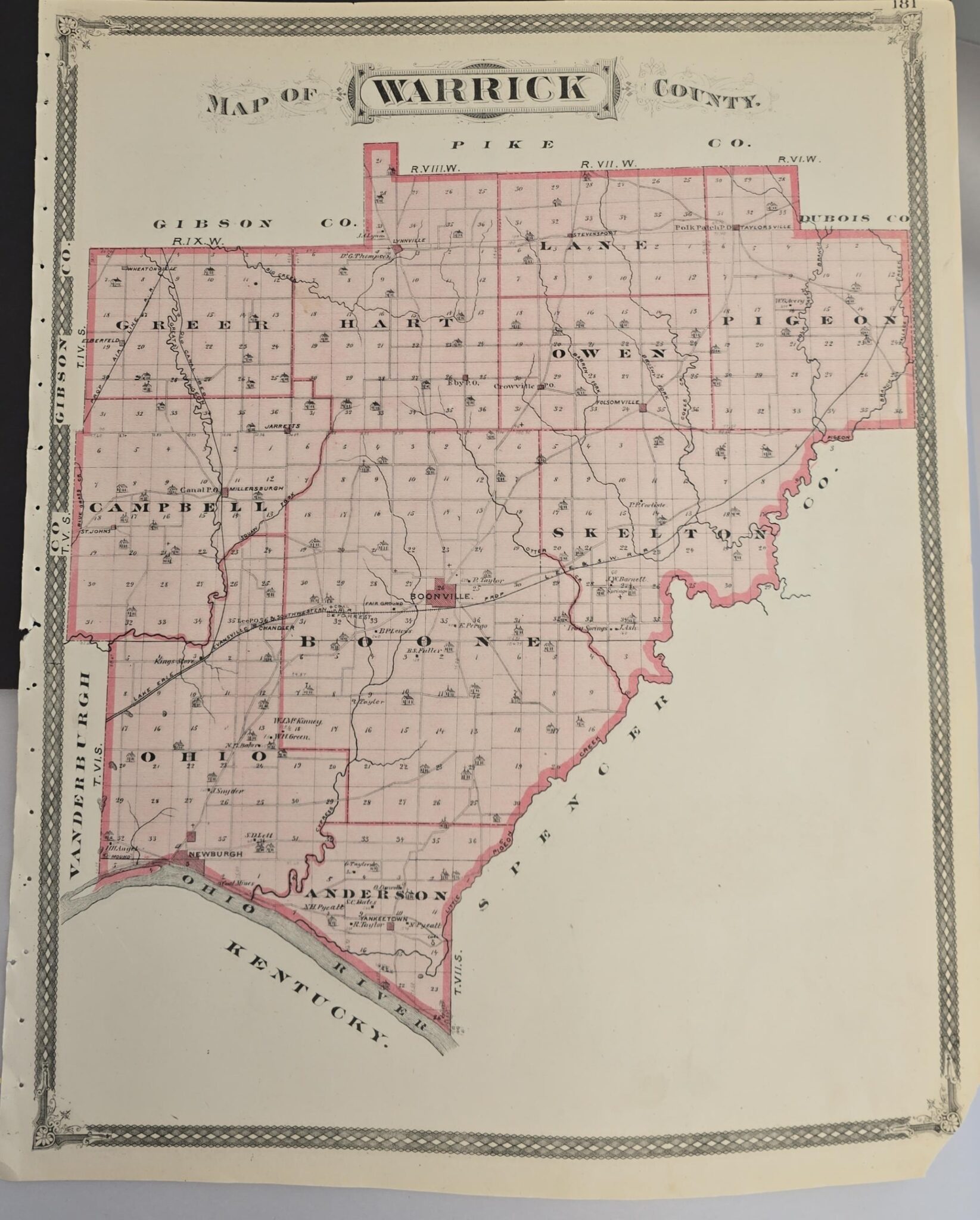 1876 Maps of Warrick and Spencer Counties in Indiana — 17″ X 14 ...