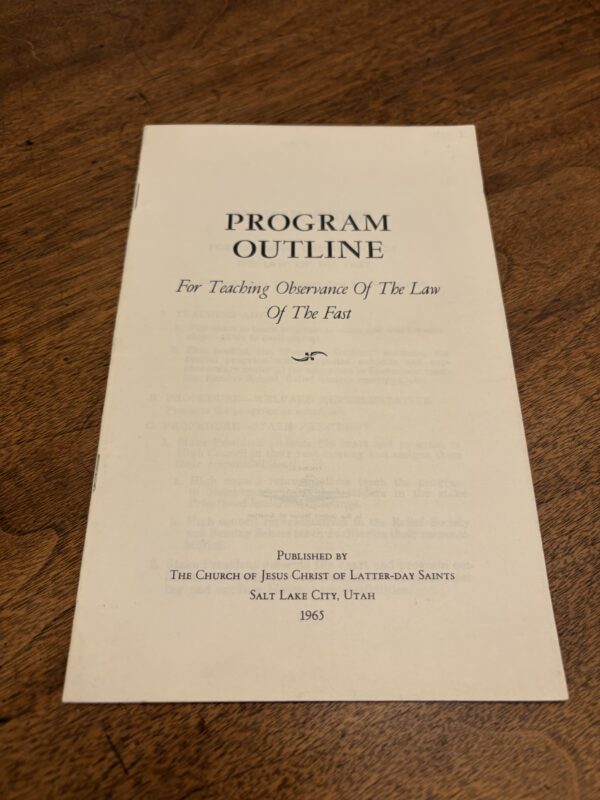 Program Outline For Teaching Observance of the Law of the Fast – The ...